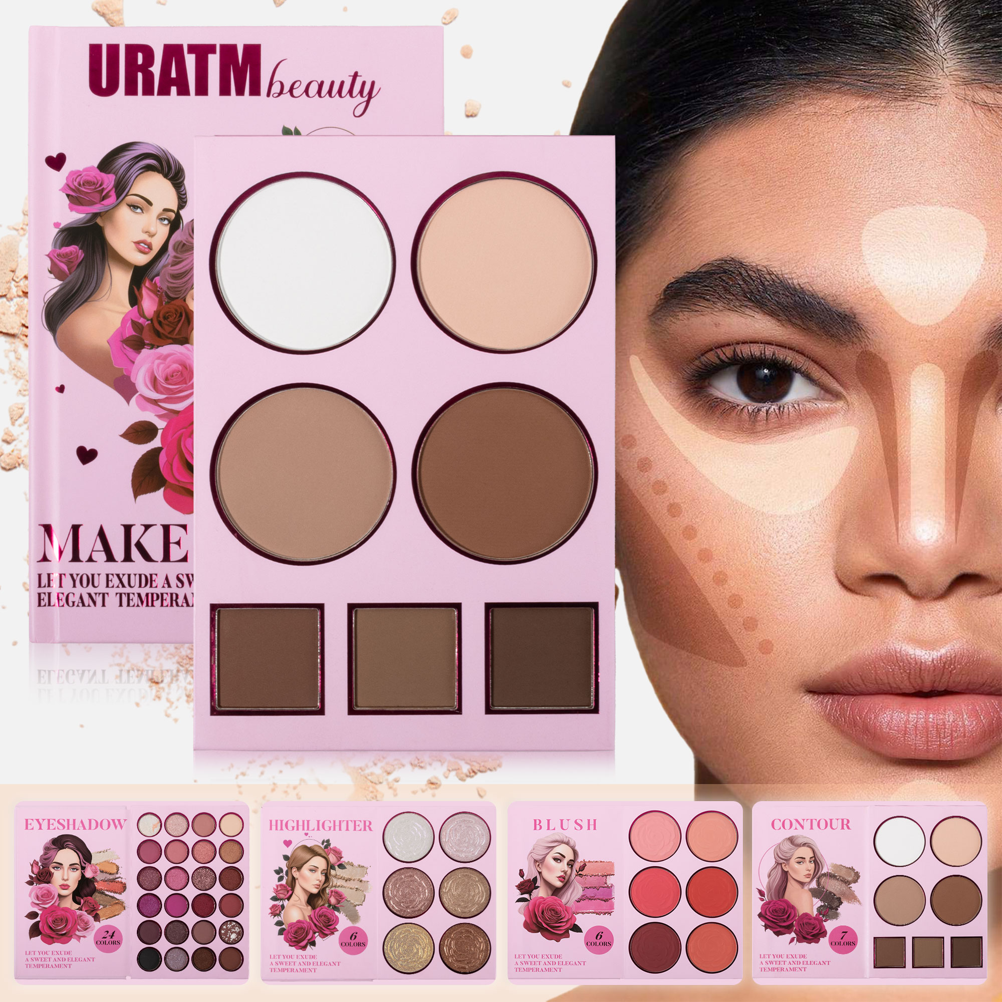 All-in-One 4 Layer Face Palette - Full Face Makeup Set with Eyeshadow ...