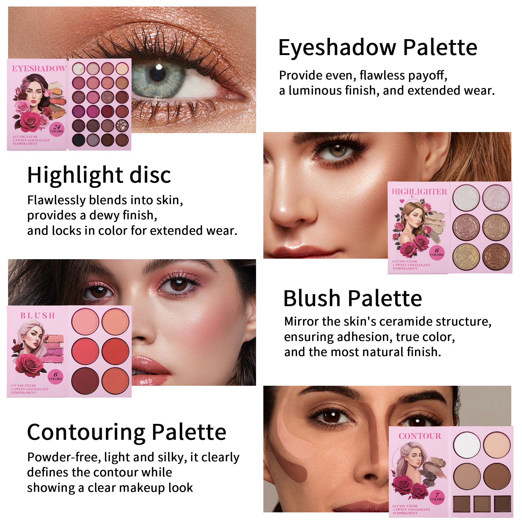 All-in-One 4 Layer Face Palette - Full Face Makeup Set with Eyeshadow ...